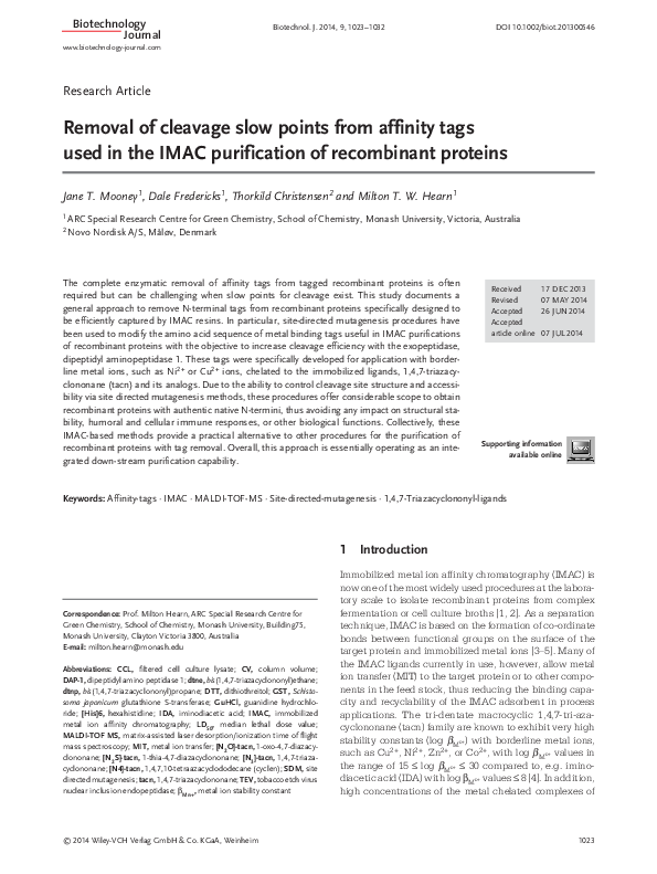 (PDF) Removal of cleavage slow points from affinity tags used in the ...