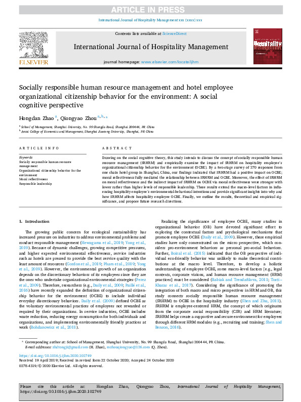 (PDF) Socially responsible human resource management: a conceptual framework