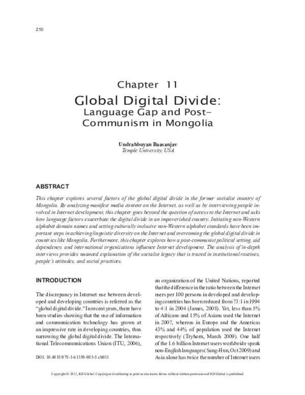 (PDF) Global Digital Divide | Undrah Baasanjav - Academia.edu