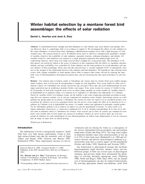 (PDF) Winter habitat selection by a montane forest bird assemblage: the ...