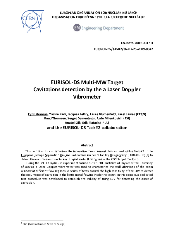(PDF) POUR LA RECHERCHE NUCLÉAIRE EN-Note-2009-004 STI EURISOL-DS / TASK 2 / TN-0225-2009-0042 ...