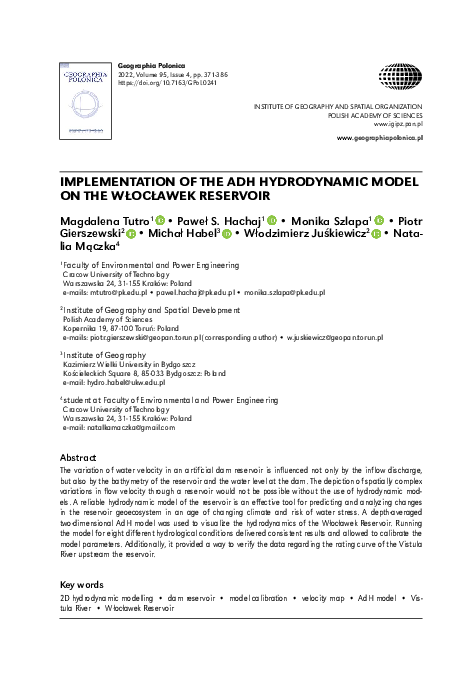 (PDF) Implementation of the AdH hydrodynamic model on the Włocławek Reservoir