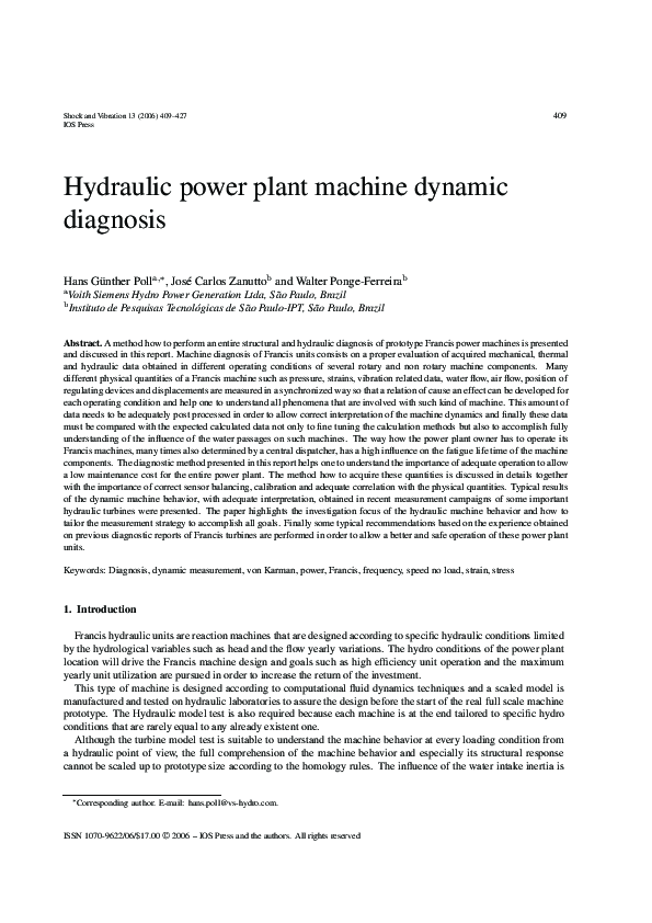 (PDF) Hydraulic Power Plant Machine Dynamic Diagnosis