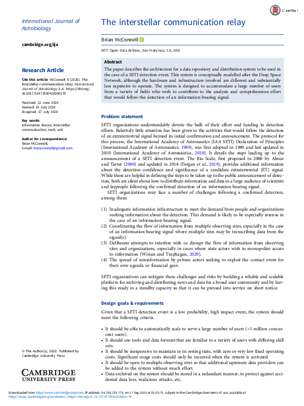 (PDF) The interstellar communication relay