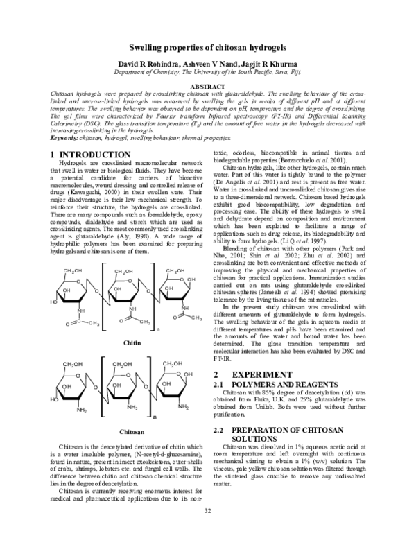 (PDF) Swelling properties of chitosan hydrogels