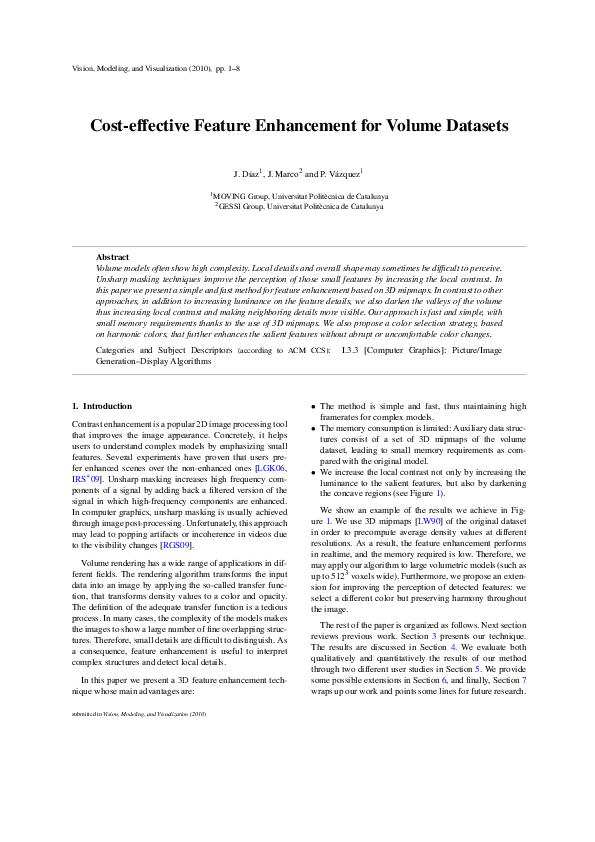 (PDF) Cost-effective feature enhancement for volume datasets