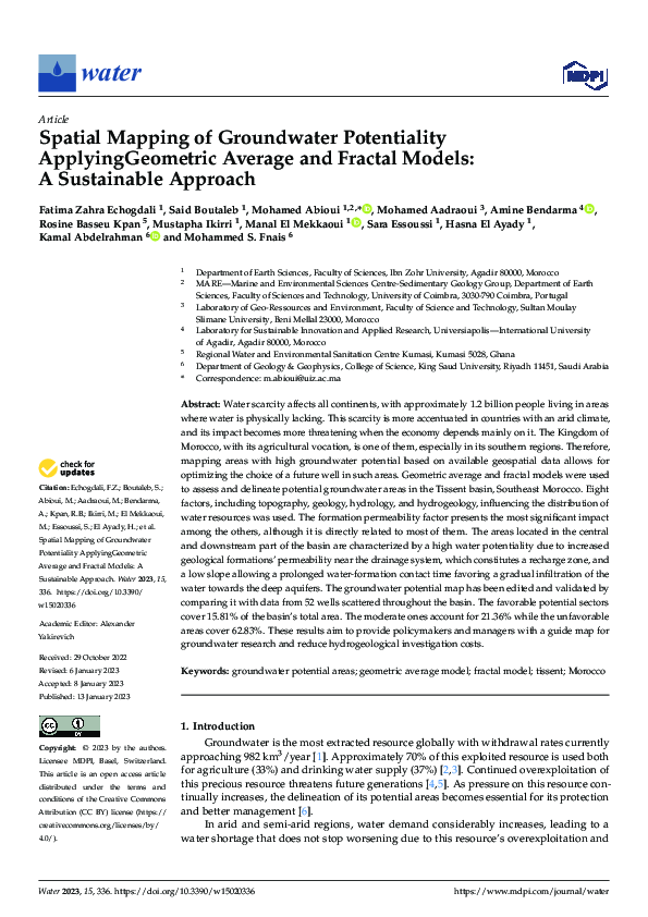 (PDF) Spatial Mapping of Groundwater Potentiality Applying Geometric Average and Fractal Models ...