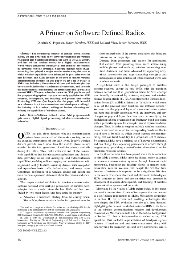 (PDF) A Primer on Software Defined Radios