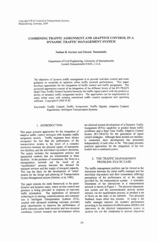 (PDF) Combining Traffic Assignment and Adaptive Control in a Dynamic ...