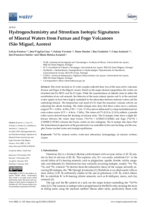 (PDF) Hydrogeochemistry and Strontium Isotopic Signatures of Mineral ...