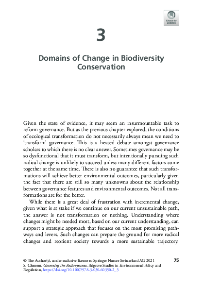 (PDF) Domains of Change in Biodiversity Conservation