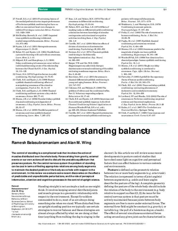 (PDF) The dynamics of standing balance