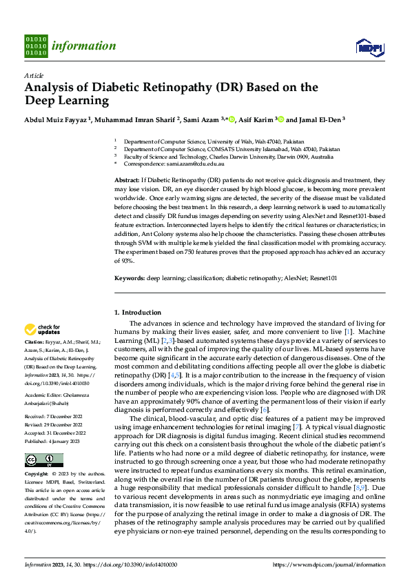 (PDF) Analysis of Diabetic Retinopathy (DR) Based on the Deep Learning