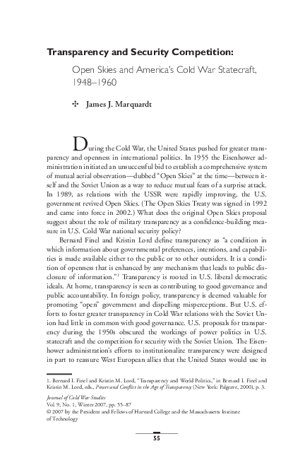 (PDF) Transparency and Security Competition: Open Skies and America's ...