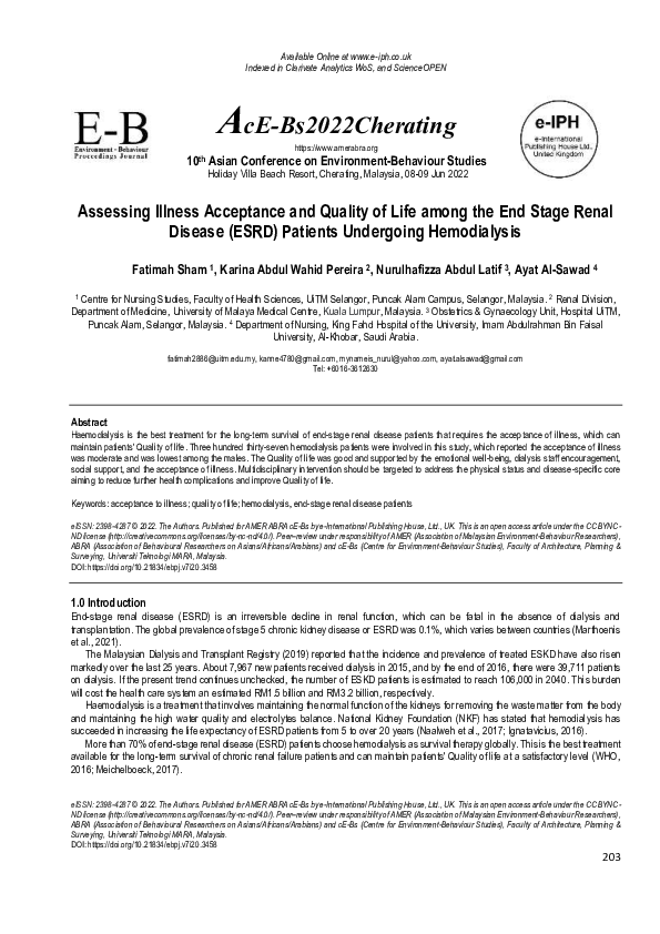 (PDF) Assessing Illness Acceptance and Quality of Life among the End ...