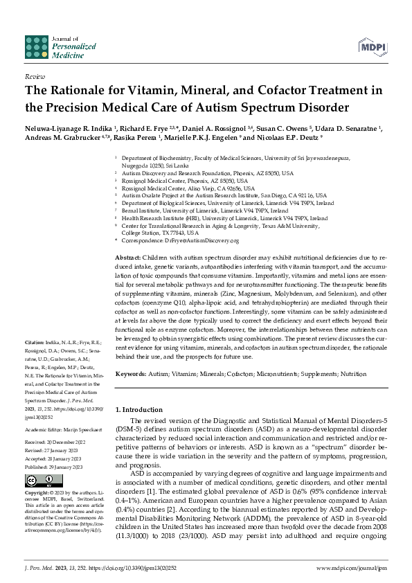 (PDF) The Rationale for Vitamin, Mineral, and Cofactor Treatment in the ...