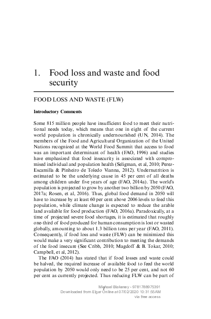 (PDF) Food loss and waste and food security