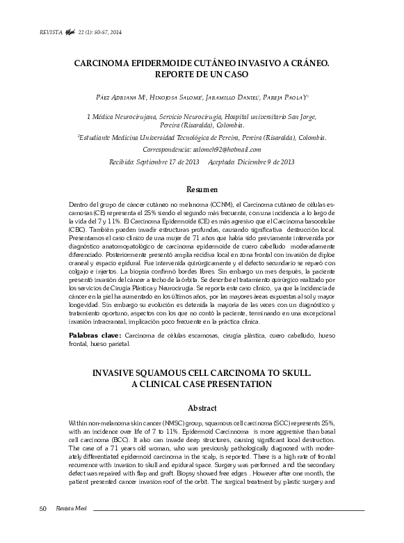 (PDF) Invasive Squamous Cell Carcinoma to Skull: A Clinical Case ...