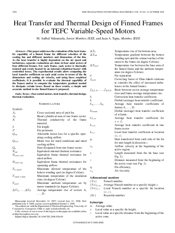 (PDF) Heat Transfer and Thermal Design of Finned Frames for TEFC ...