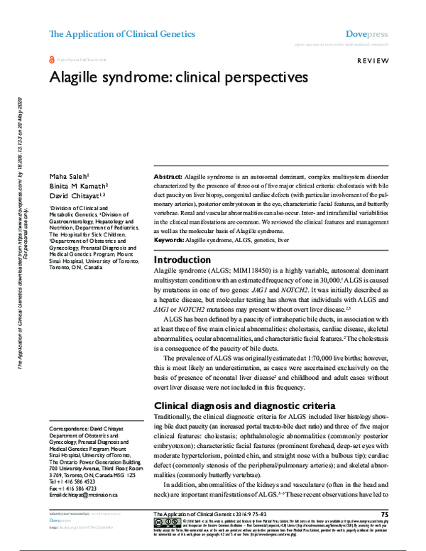 (PDF) Alagille syndrome: clinical perspectives