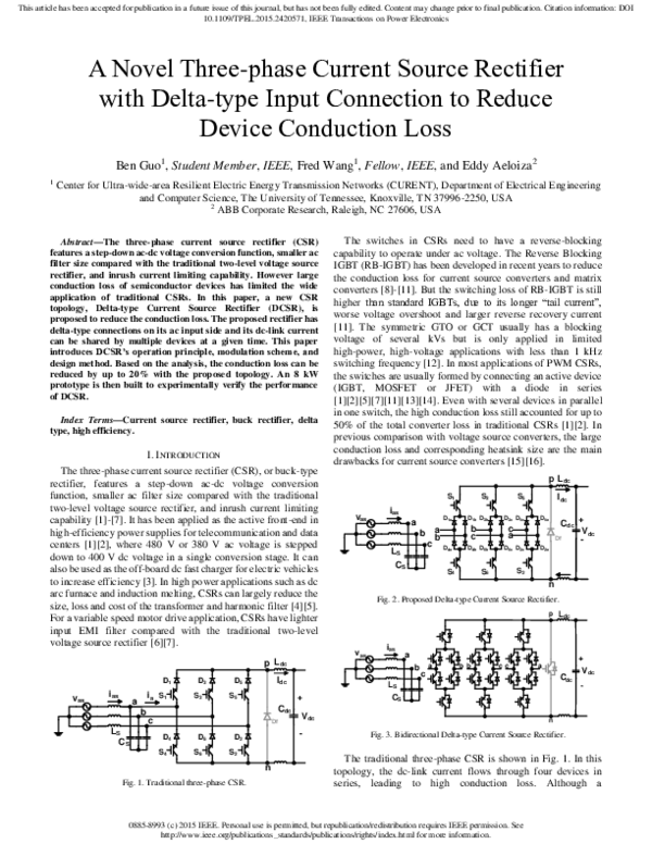 Pdf Delta Type Current Source Rectifier Reduces Loss