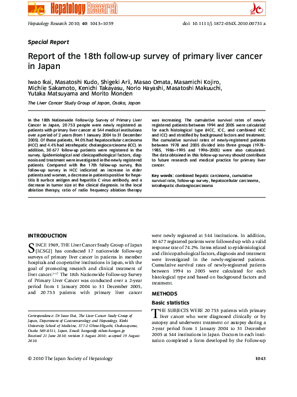 (PDF) Report of the 18th follow-up survey of primary liver cancer in Japan