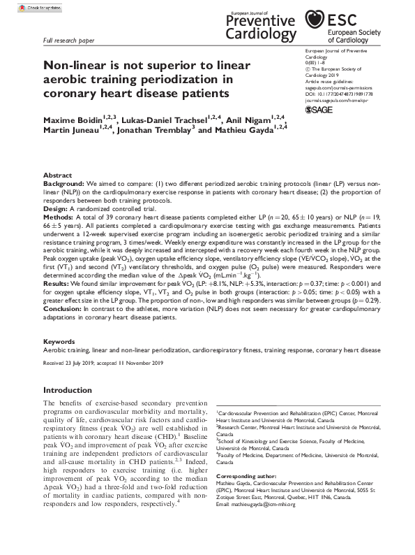 (PDF) Non-linear is not superior to linear aerobic training ...