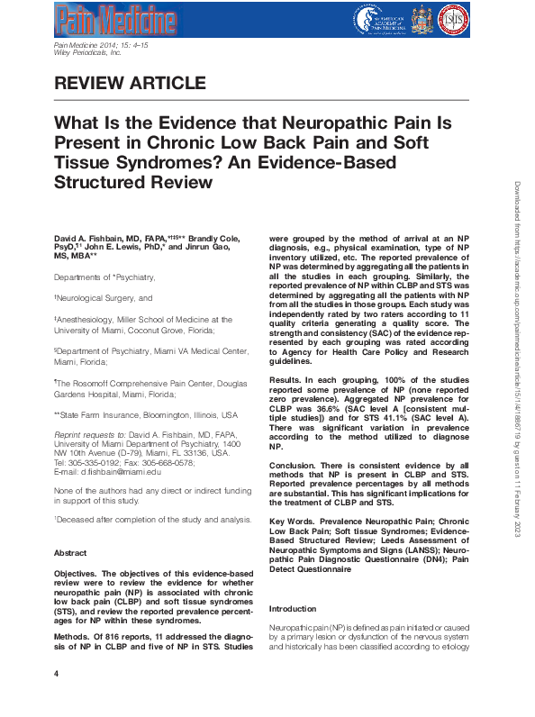 (PDF) What Is the Evidence that Neuropathic Pain Is Present in Chronic ...