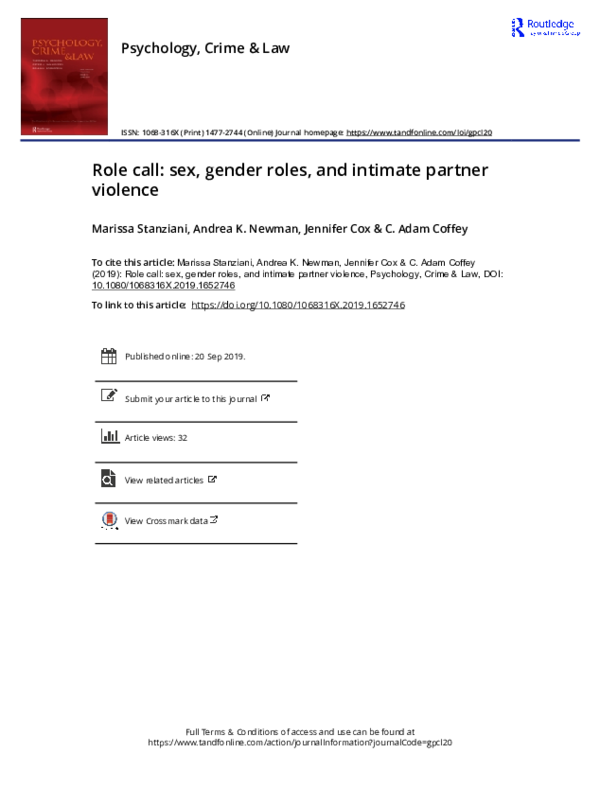 (PDF) Role call: sex, gender roles, and intimate partner violence