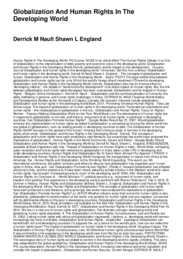 (PDF) Globalization and Human Rights in the Developing World