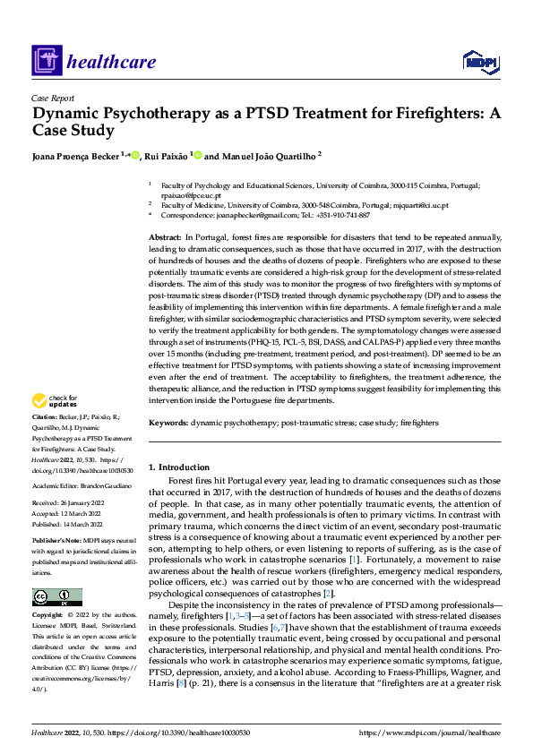 (PDF) Dynamic Psychotherapy as a PTSD Treatment for Firefighters: A ...