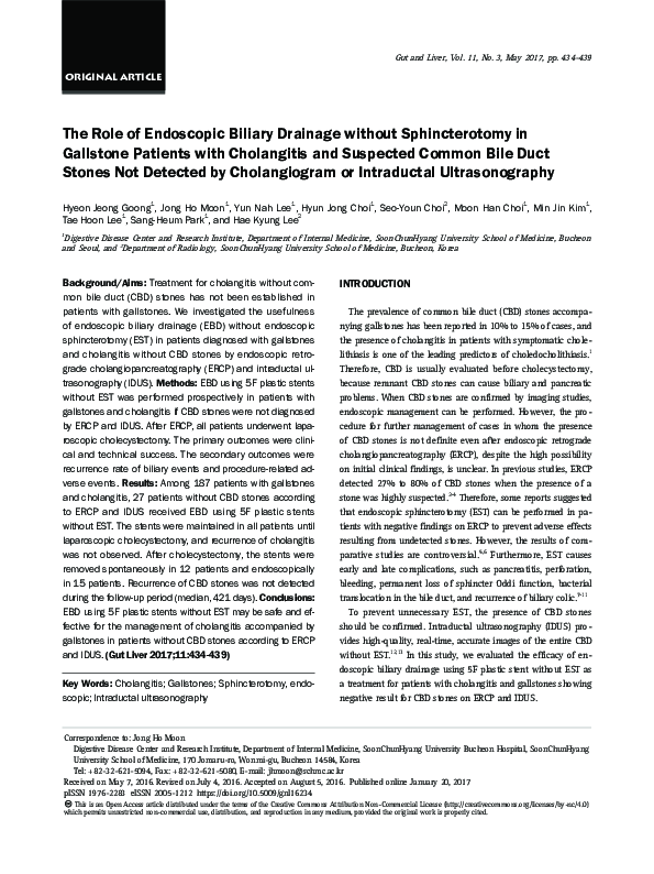 (PDF) The Role of Endoscopic Biliary Drainage without Sphincterotomy in ...