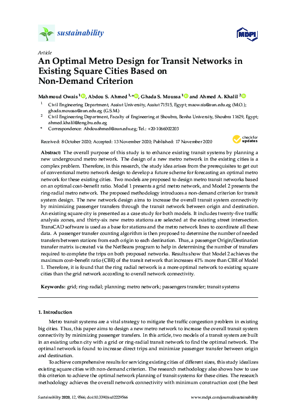 (PDF) An Optimal Metro Design for Transit Networks in Existing Square ...