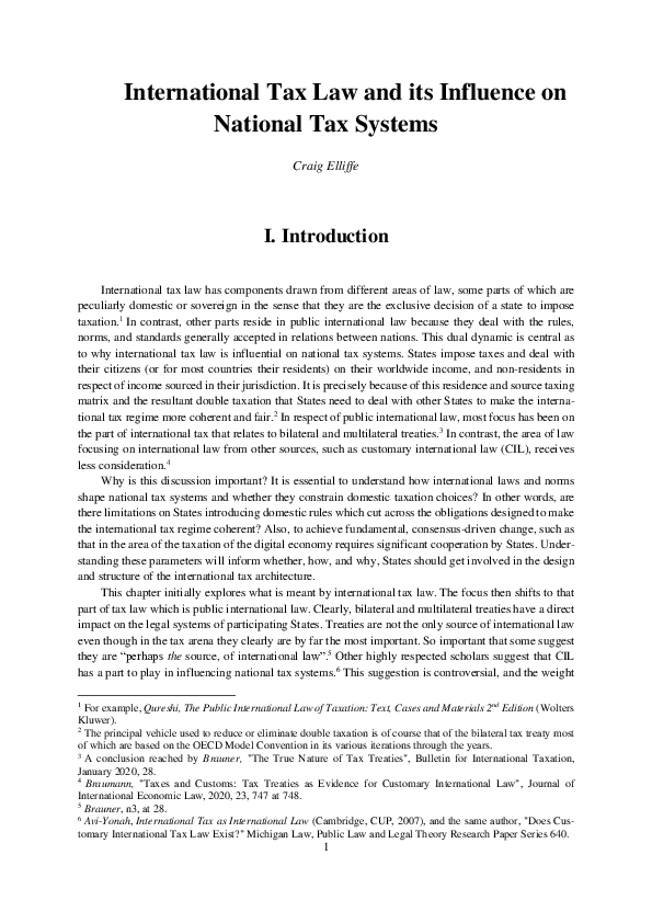 (PDF) International Tax Law and its Influence on National Tax Systems