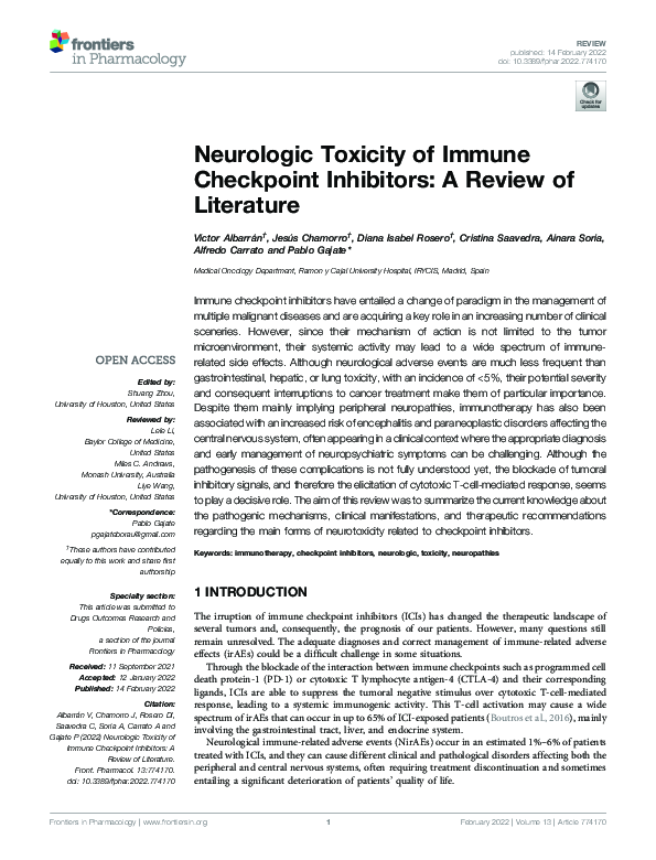 (PDF) Neurologic Toxicity of Immune Checkpoint Inhibitors: A Review of ...