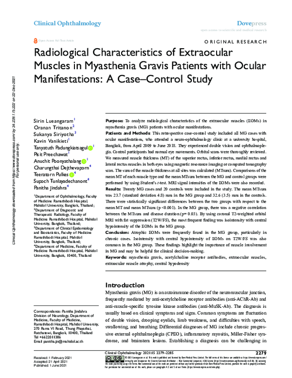 (PDF) Radiological Characteristics of Extraocular Muscles in Myasthenia ...