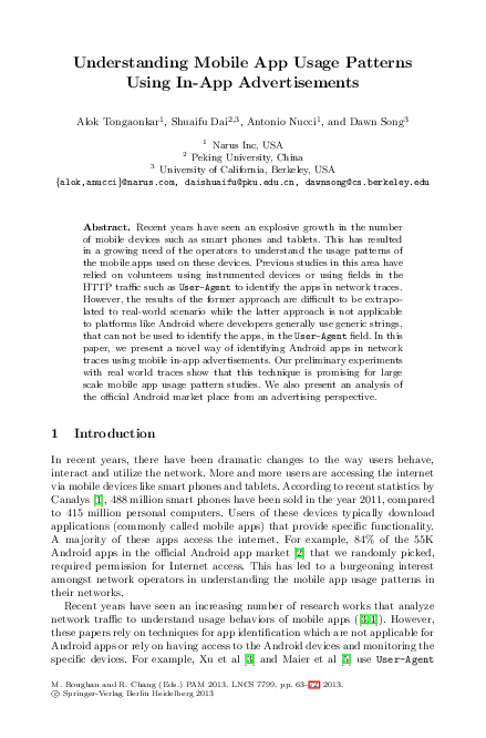 (PDF) Understanding Mobile App Usage Patterns Using In-App Advertisements