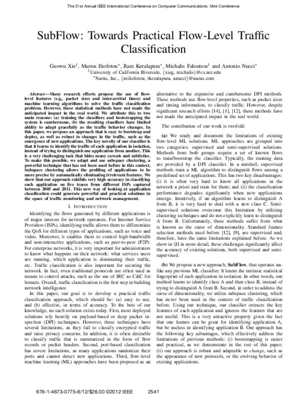 (PDF) SubFlow: Towards practical flow-level traffic classification (PDF) SubFlow: Towards practical flow-level traffic classification