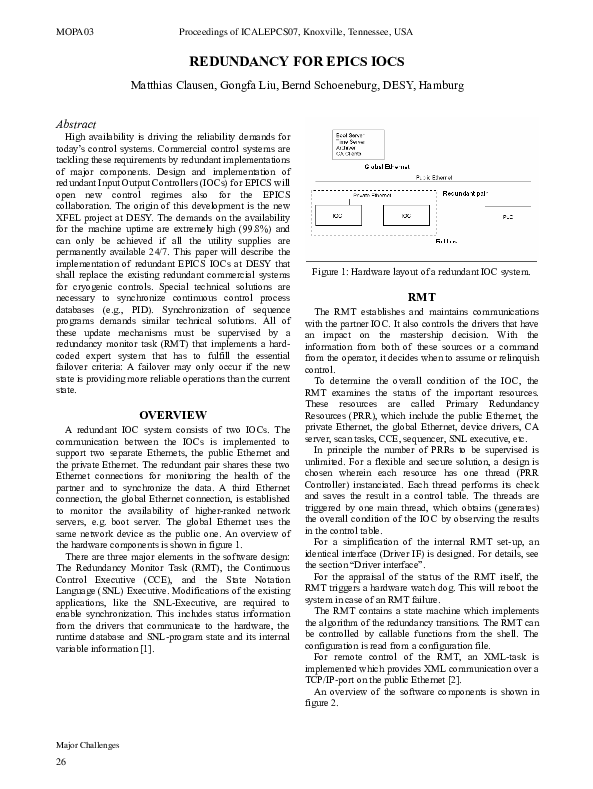 (PDF) Redundancy for Epics Iocs