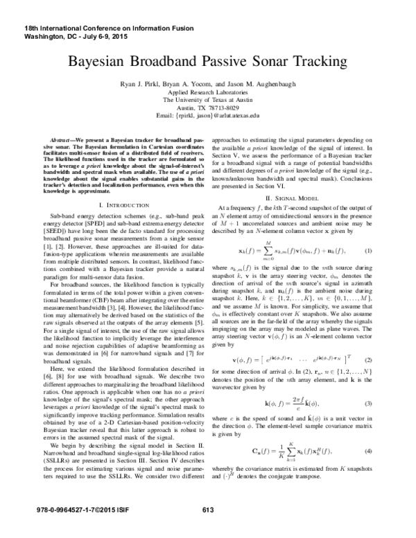 (PDF) Bayesian broadband passive sonar tracking