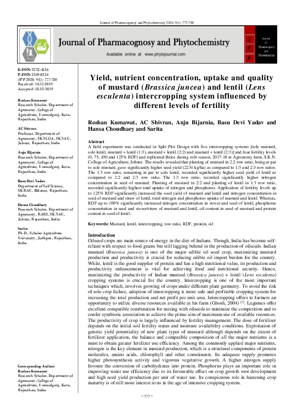 (PDF) Yield, nutrient concentration, uptake and quality of mustard ...