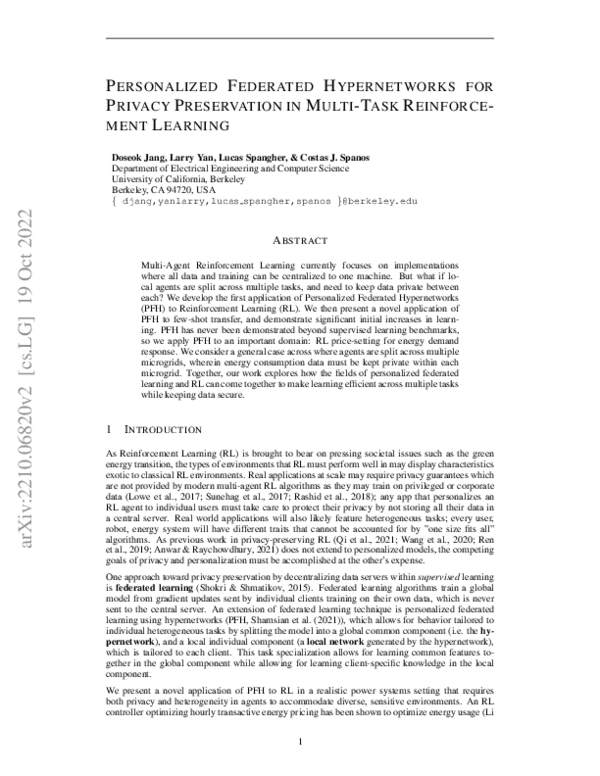 (PDF) Personalized Federated Hypernetworks for Privacy Preservation in Multi-Task Reinforcement ...