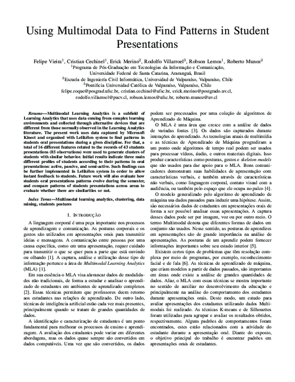 Using Multimodal Data to Find Patterns in Student Presentations