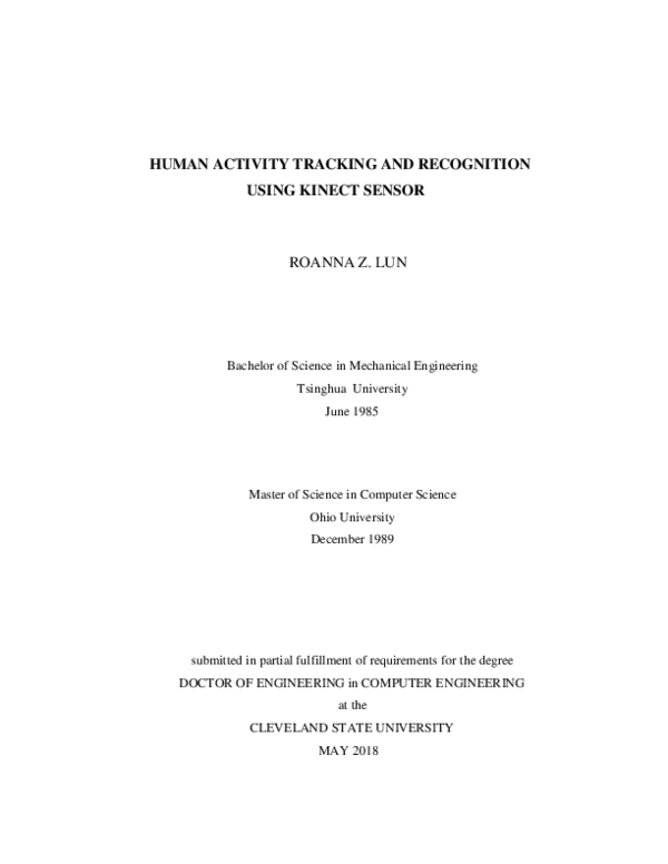 (PDF) Human Activity Tracking and Recognition Using Kinect Sensor