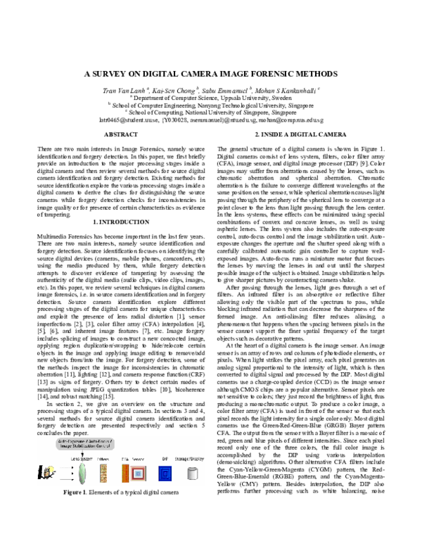 (PDF) A Survey on Digital Camera Image Forensic Methods (PDF) A Survey on Digital Camera Image Forensic Methods