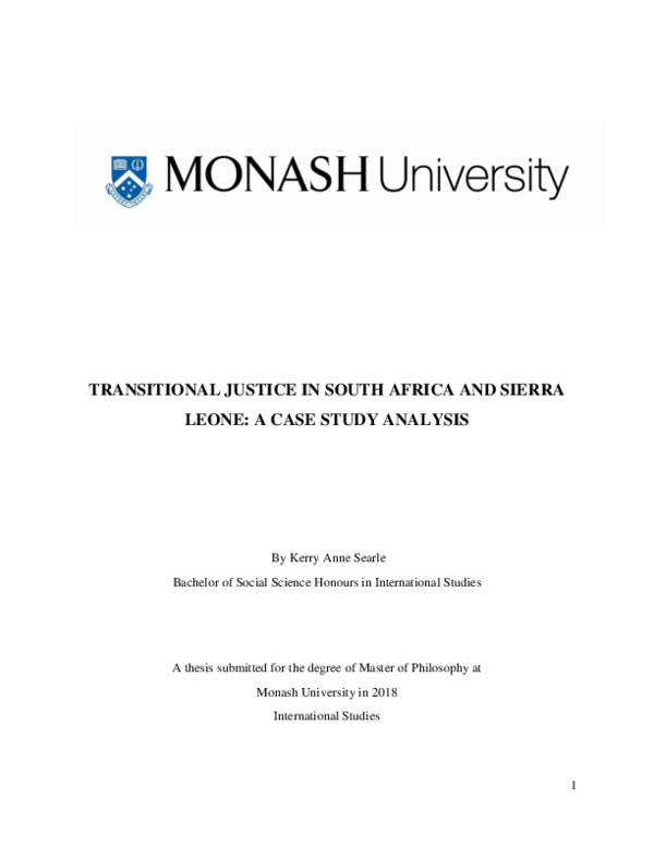 (PDF) Transitional Justice in South Africa and Sierra Leone: A Case Study Analysis