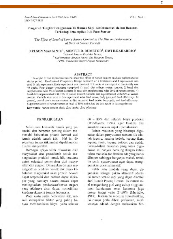 (PDF) Pengaruh Tingkat Penggunaan Isi Rumen Sapi Terfermentasi dalam ...