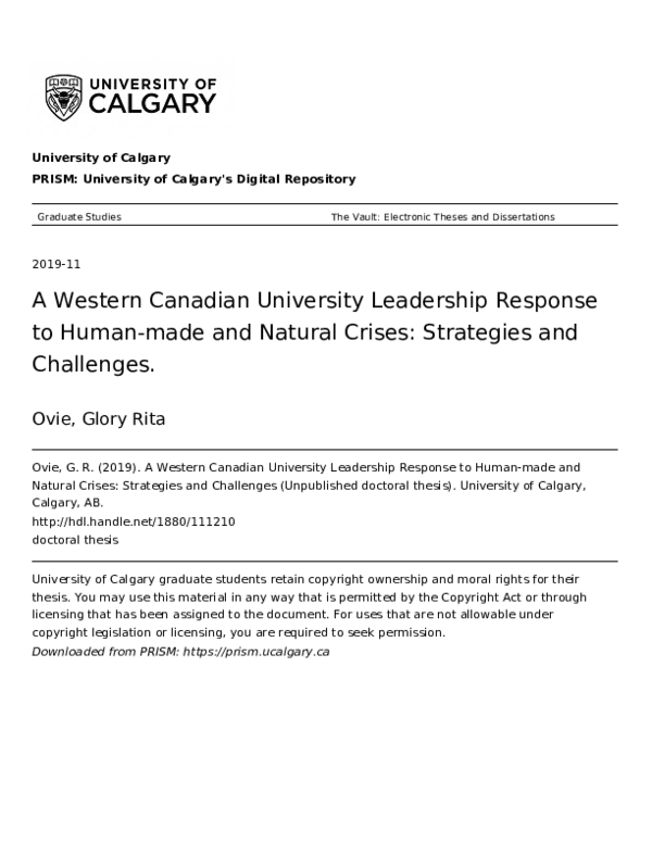 (PDF) A Western Canadian University Leadership Response to Human-made ...