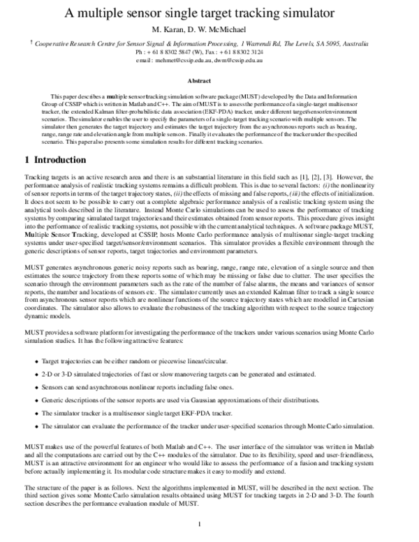 (PDF) A multiple sensor single target tracking simulator