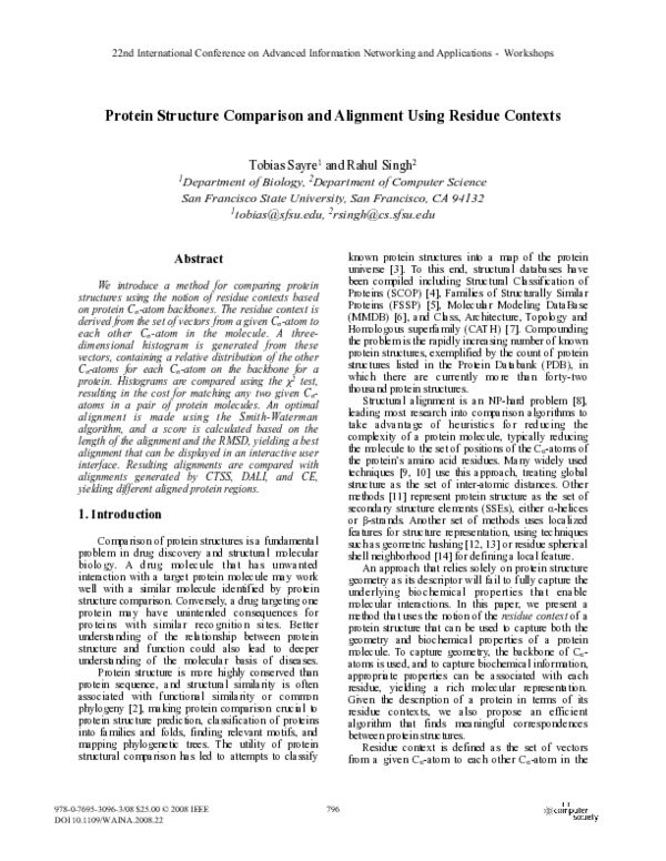 (PDF) Protein Structure Comparison and Alignment Using Residue Contexts